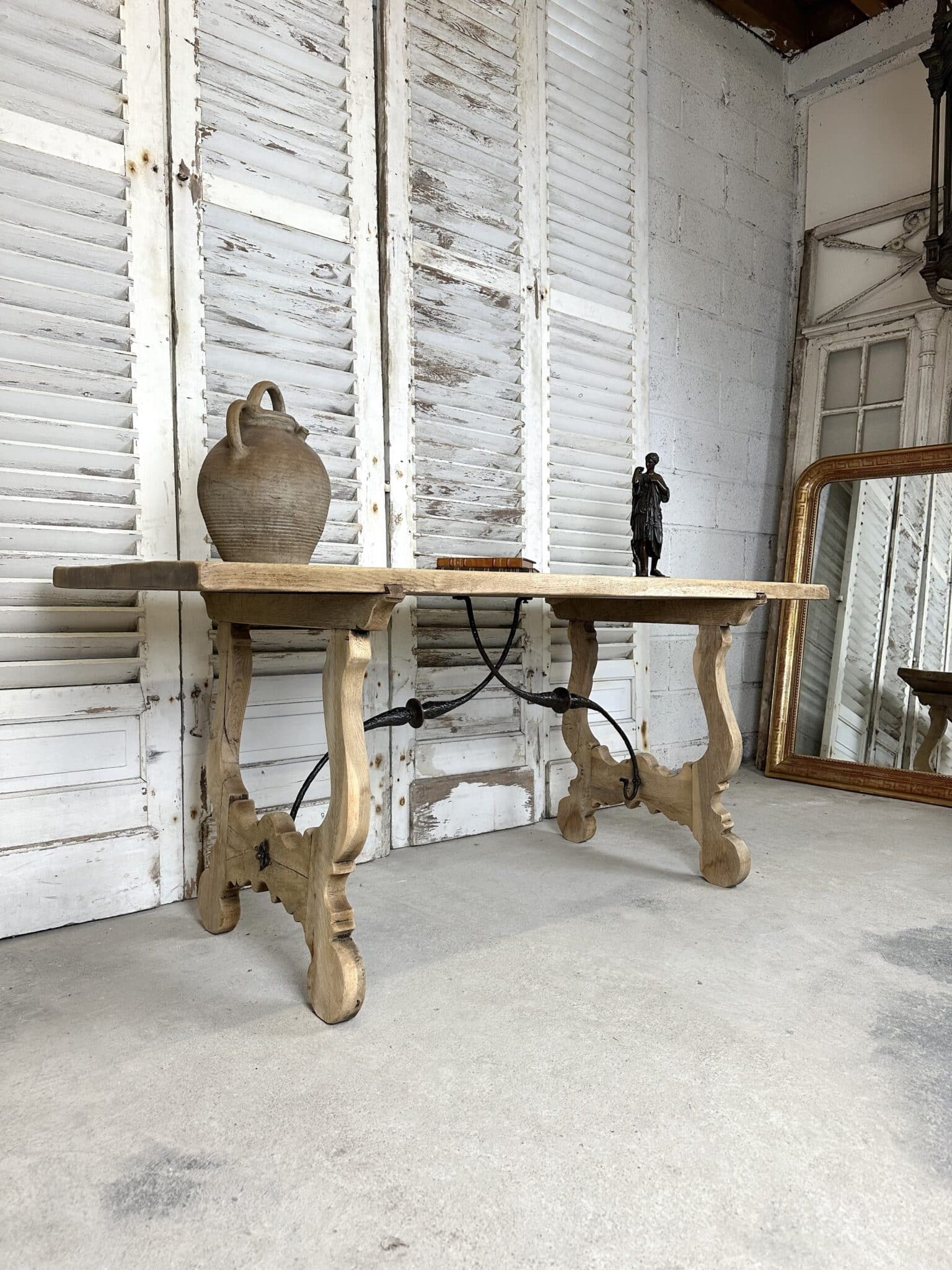Spanish style console table in bleached oak 20th century - Rennes ...